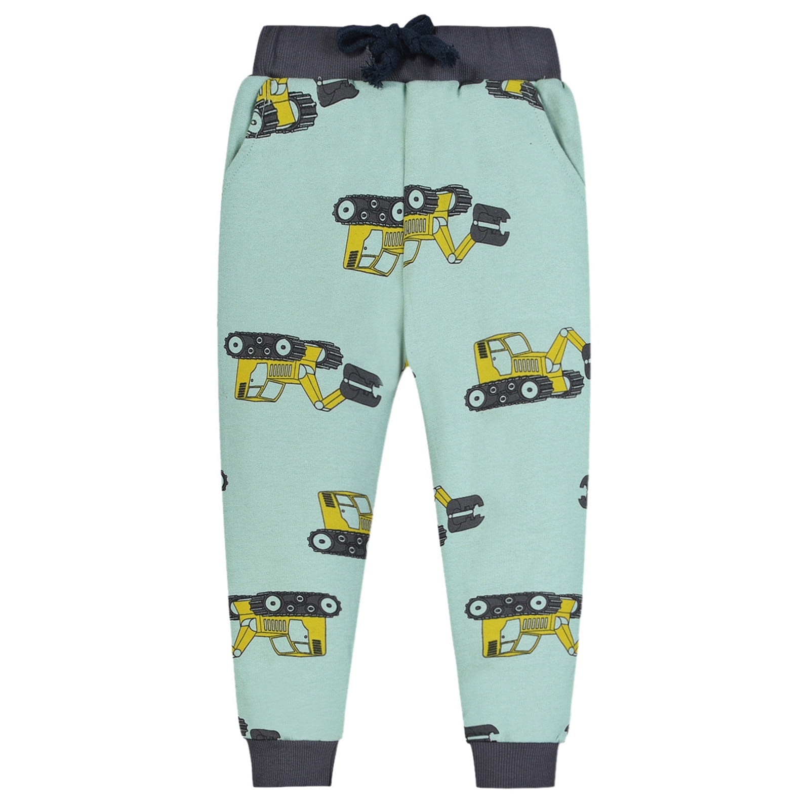 Baby Pants Boys Cartoon Car Printed Cotton Drawstring Elastic Waist ...