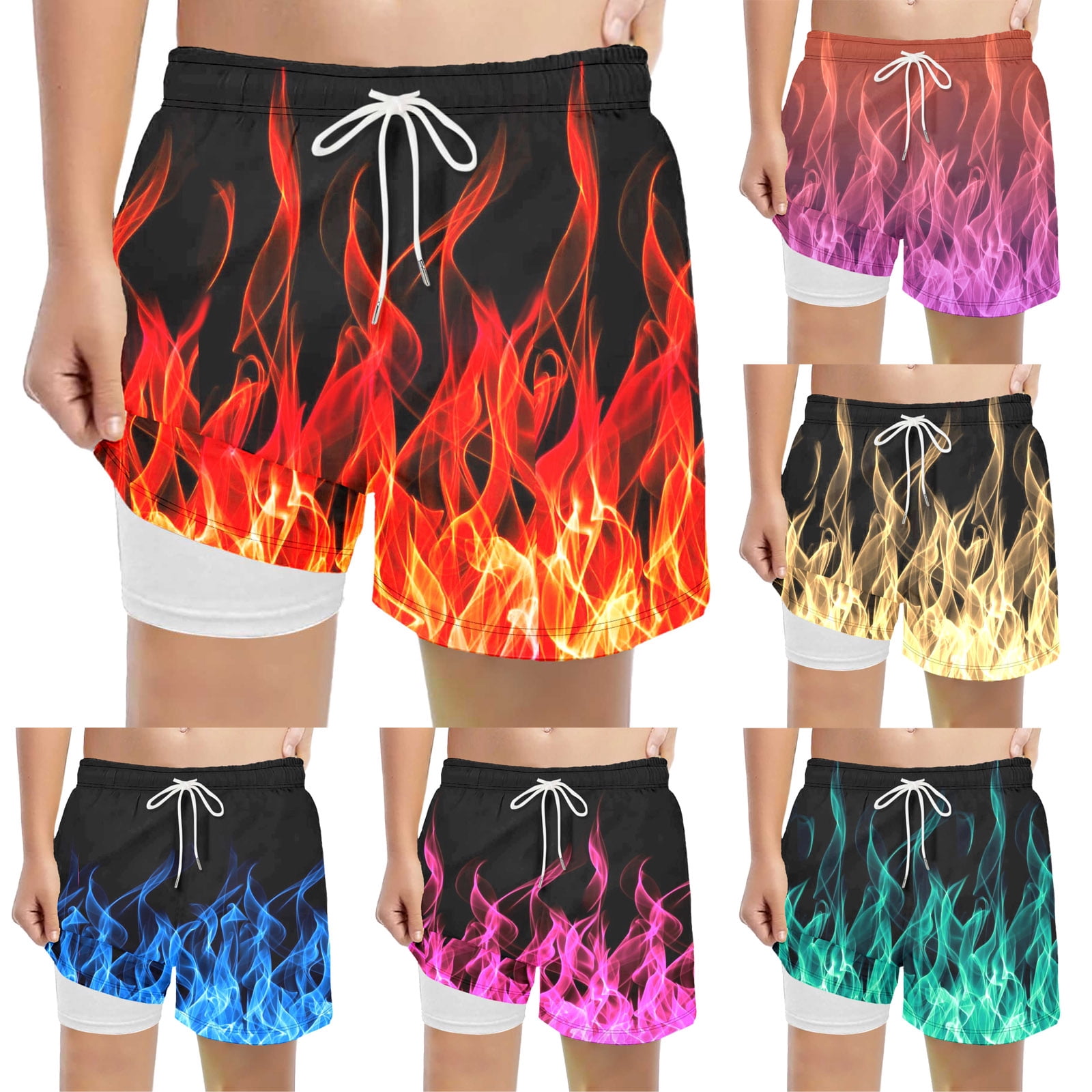Baby Pants Boys Solid Swim Trunks with Compression Liner Stretch ...