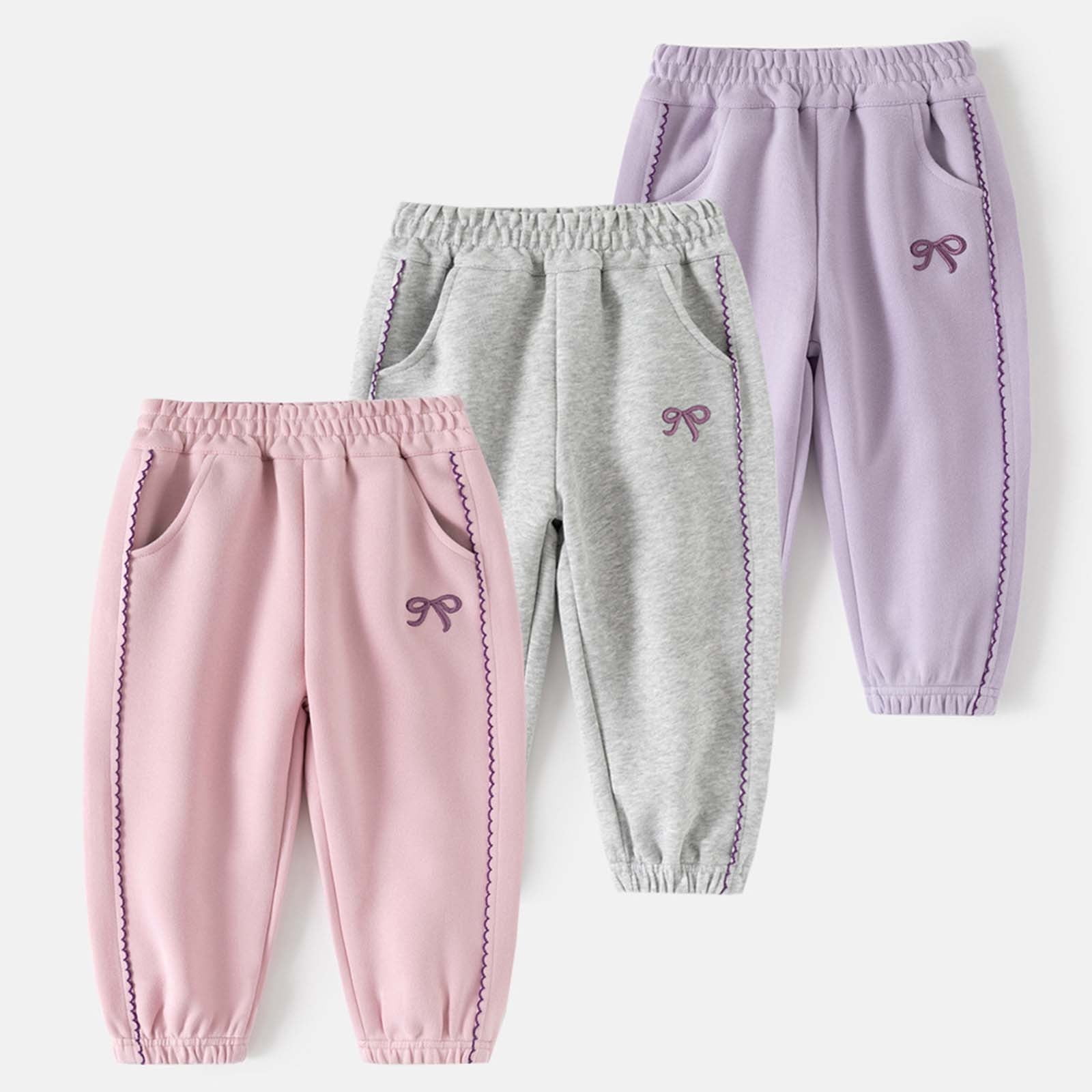 Baby Pants Girls Bow Tie Sport Pants Elastic Casual Spring Fall Grey 3 ...