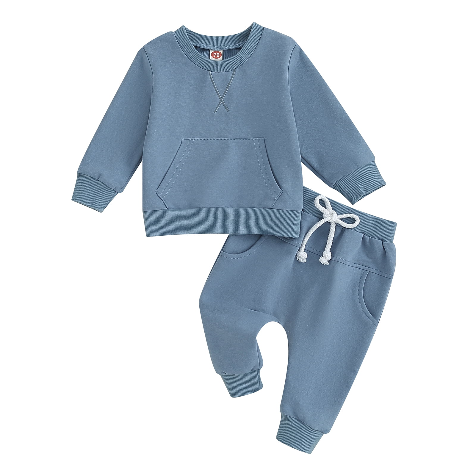 Baby Pants Set, Long Sleeve Crew Neck Embroidery Sweatshirt with ...