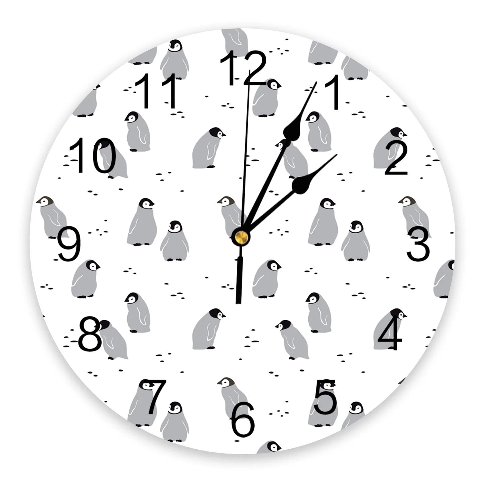 Baby Penguin Wall Clock Large Modern Kitchen Dinning Round Wall Clocks ...