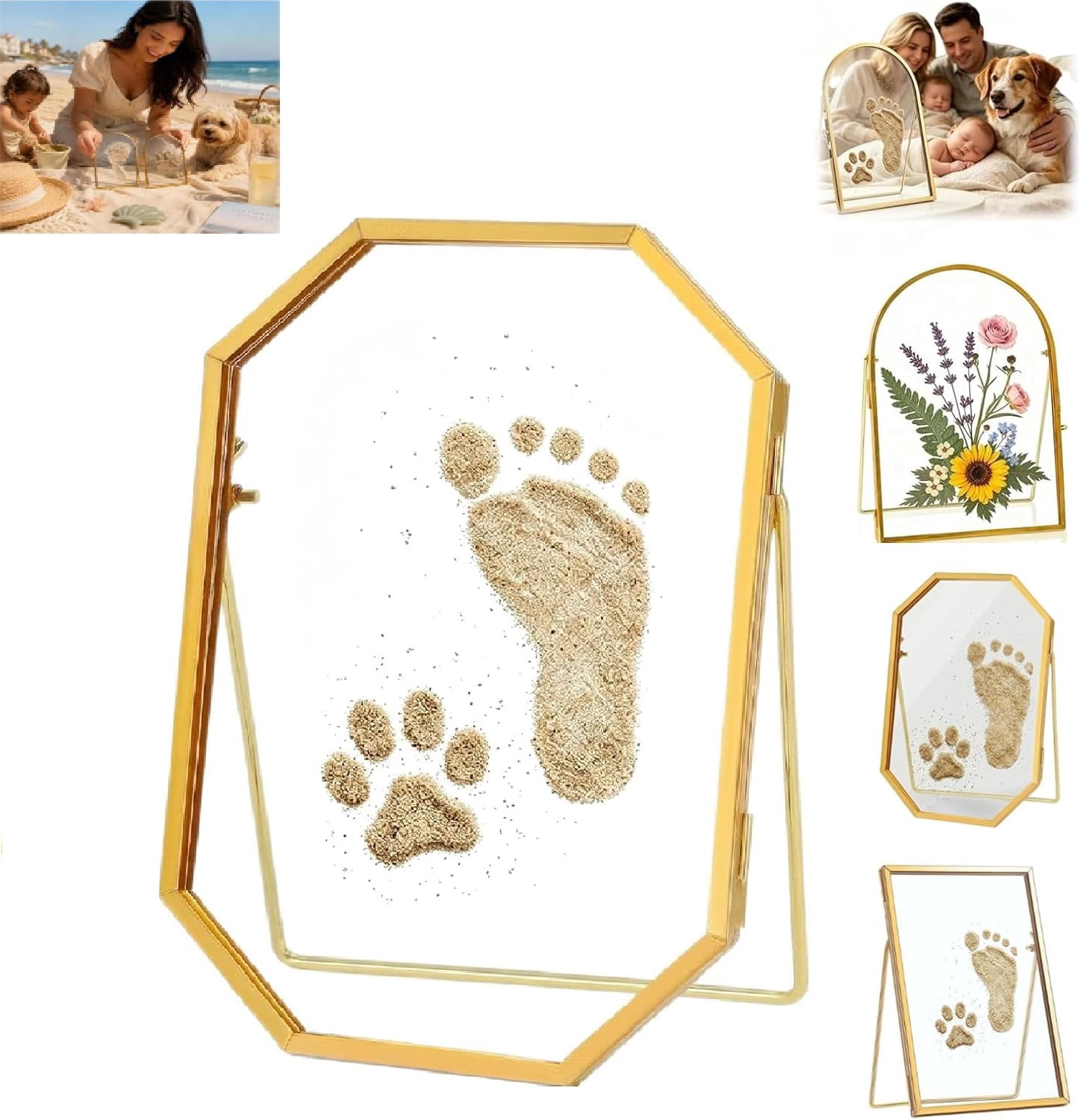 Baby & Pet Keepsake Frame, DIY Sea Sand Hand and Footprint Kit for ...