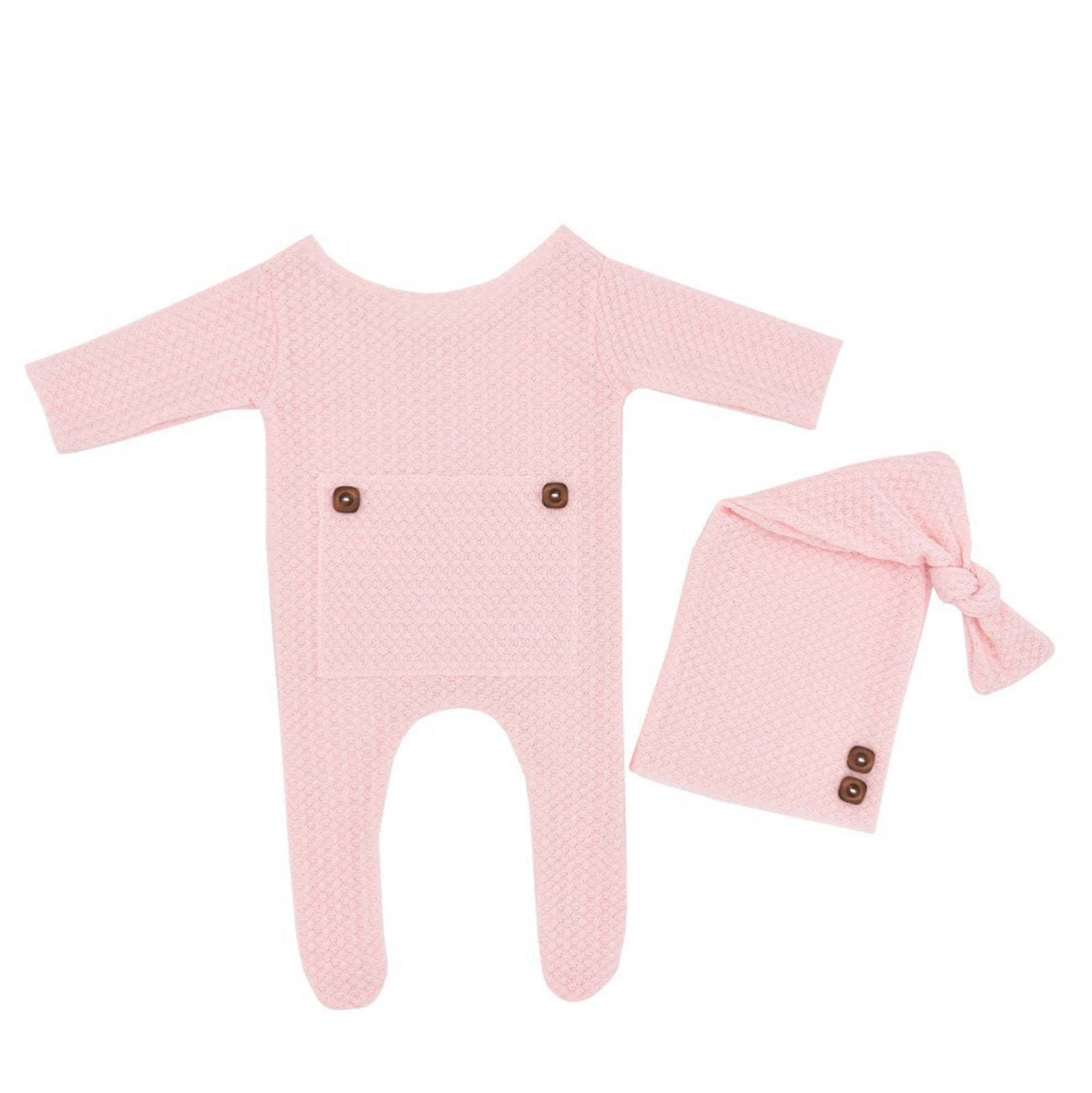 Baby Photography Prop Footed Romper Button Overalls Hat Set Baby Girl ...