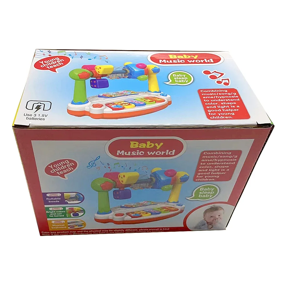 Baby Piano Toys Kids Rotating Music Piano Keyboard With Light Sound ...