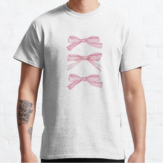 Baby Pink 3 Bows Ribbons Classic T-shirt - Walmart.com