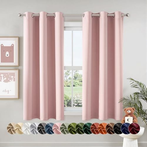 Baby Pink Blackout Curtains for Girls Bedroom Living Room 63 Inches ...