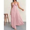 Baby Pink Chiffon Halter Backless Tiered Maxi Dress For Vacation ...