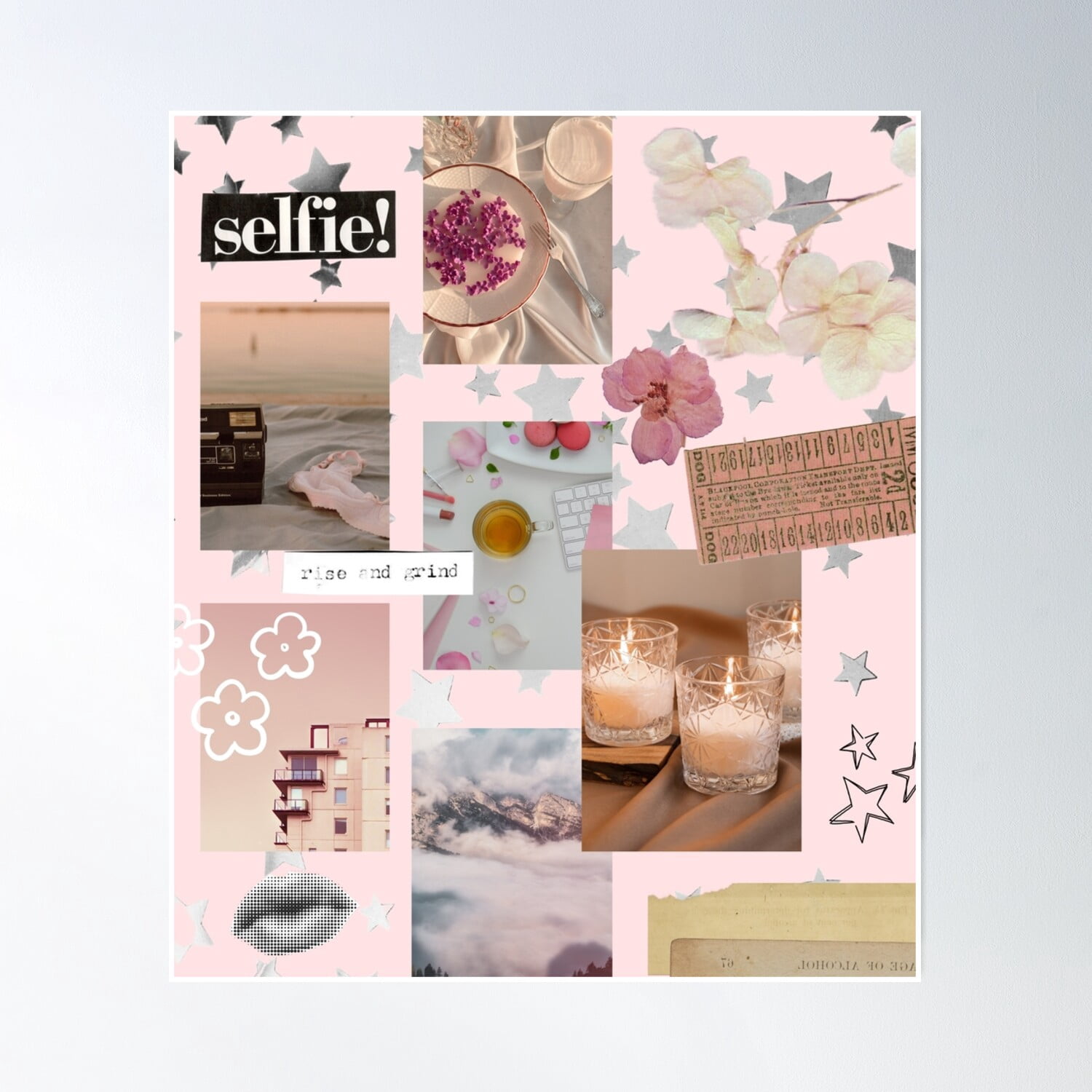 Baby Pink Floral Collage Y2K- Vintage Wall Arttrendy Retro Print Room ...