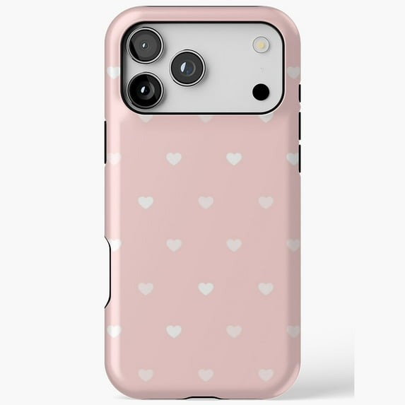 Baby Pink Heart Pattern Protective iPhone Case 11 to 17 Pro Max ...