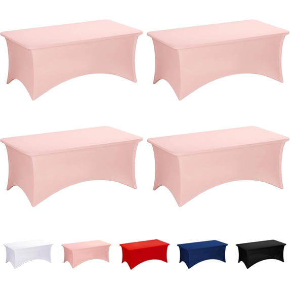 Baby Pink Stretch Fitted Tablecloth Rectangle 4 Pack 6Ft Spandex ...