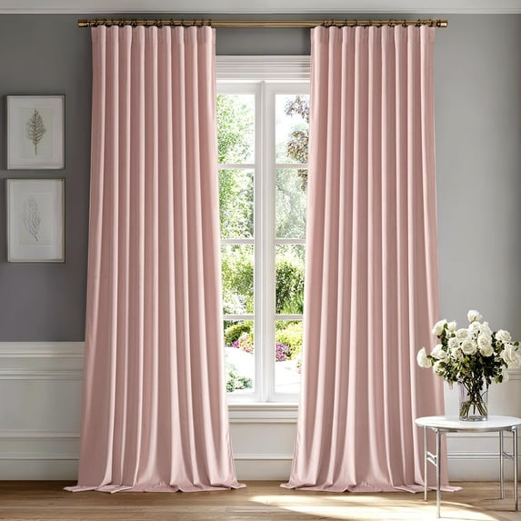 Baby Pink Velvet Curtains 84 inches 2 Panels - Luxury Room Darkening ...