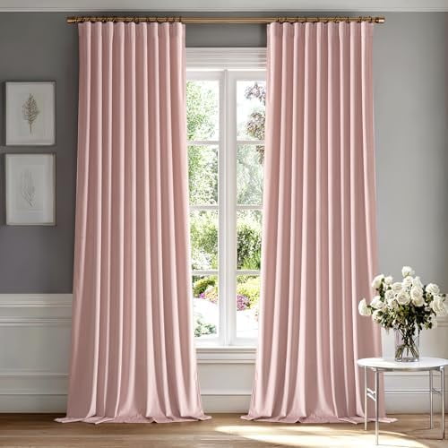 Baby Pink Velvet Curtains 90 inches 2 Panels - Luxury Room Darkening ...