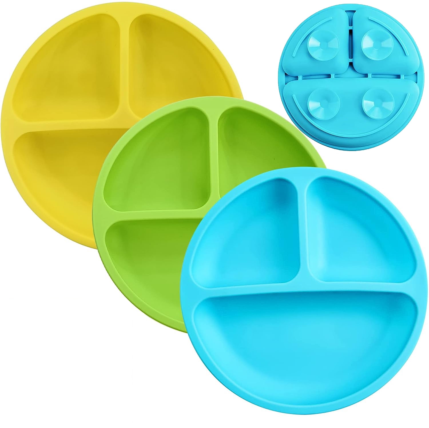Baby Plates Toddler Plates with Suction -100% Silicone Divided Silicone ...