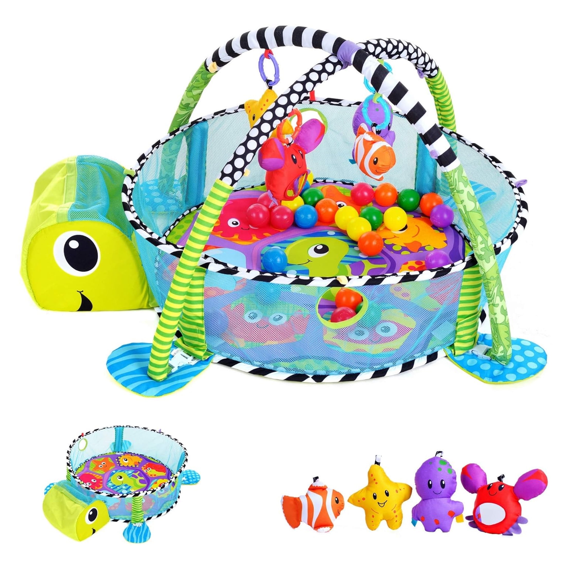 YoYFUN 3-in-1 Baby Play Gym, Tummy Time Play Mat with Detachable Arch ...