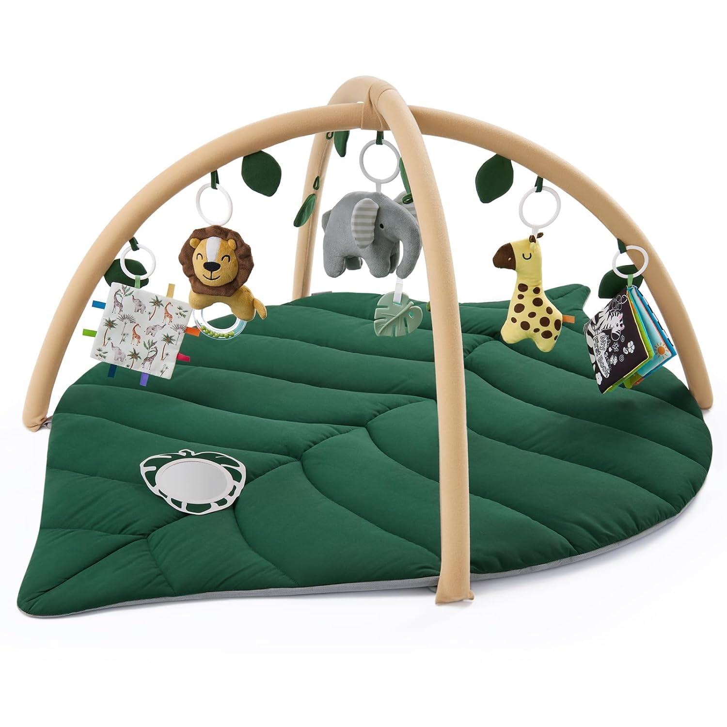 Baby Play Gym & Activity Mat, Leaf Shaped Baby Play Mat with 6 ...