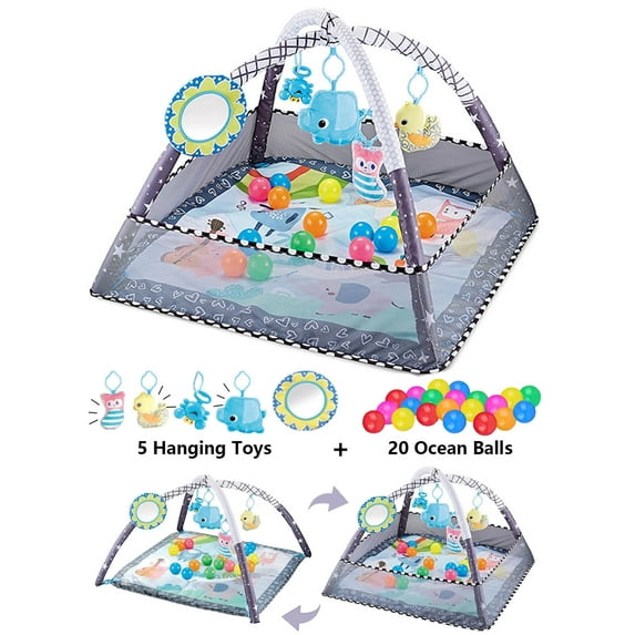 Baby Play Gym & Activity Mat, Tummy Time Baby Play Mat with 5 ...