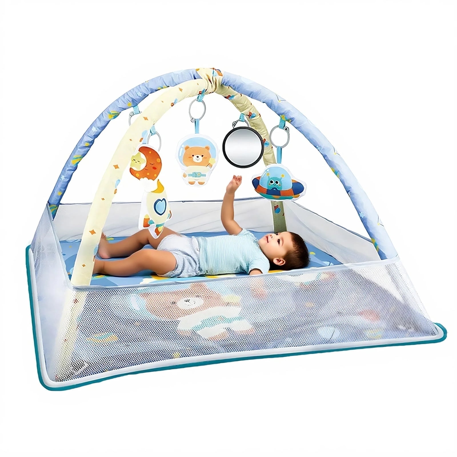 Baby Play Gym with Ball Pit & Hanging Toys – Soft Tummy Time Mat for ...