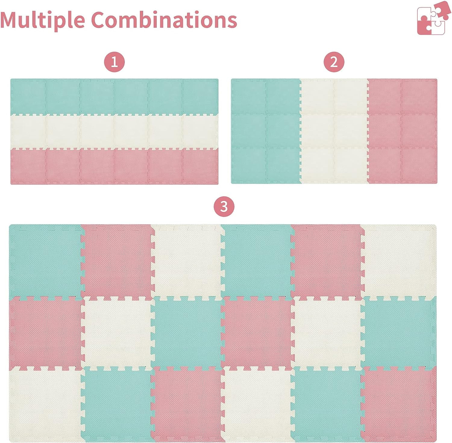 LATIMIA Toddler's 18pcs Soft EVA Foam Playroom Floor Squares, Non-Toxic ...