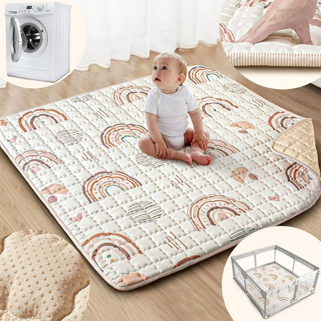 Beavtaens Baby Play Mat for Floor, 50x50 Playpen Mat with Super Soft ...
