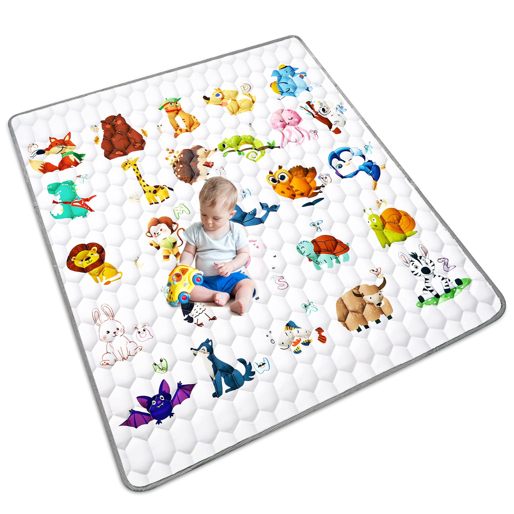 Baby Play Mat, 71" X 59" Tummy Time Mat with Soft Touch, Foldable Thick ...