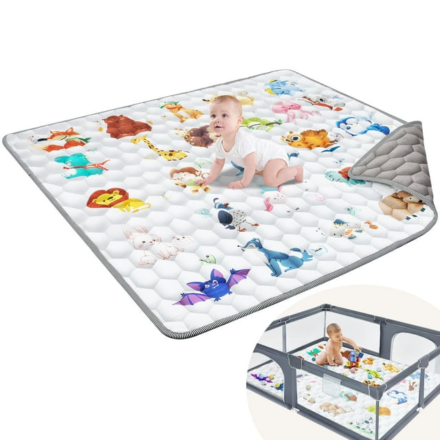 Baby Play Mat, 71" X 59" Tummy Time Mat with Soft Touch, Foldable Thick ...
