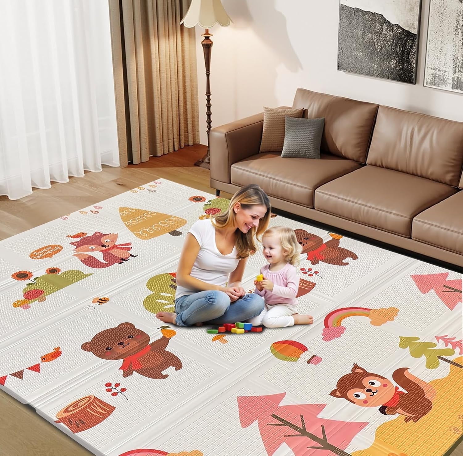Baby Play Mat,Baby Playmat for Playpen,Foldable Double-Sided Pattern ...