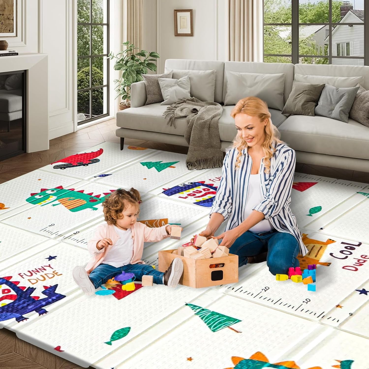 Baby Play Mat,Baby Playmat for Playpen,Foldable Double-Sided Pattern ...