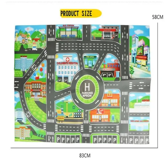 Baby Play Mat City Traffic Car Park Waterproof Parking Lot Kids Playmat ...