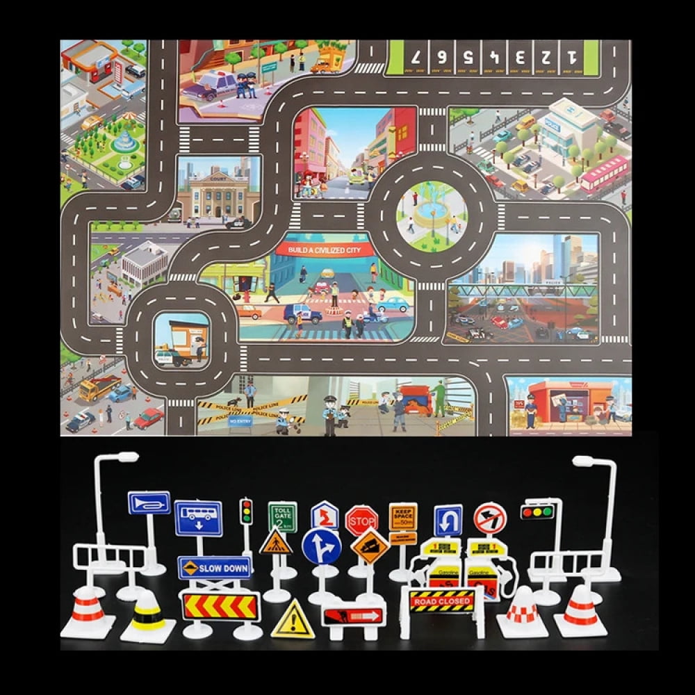 Baby Play Mat City Traffic Road Map Mat Carpet City Car Parking Lot ...