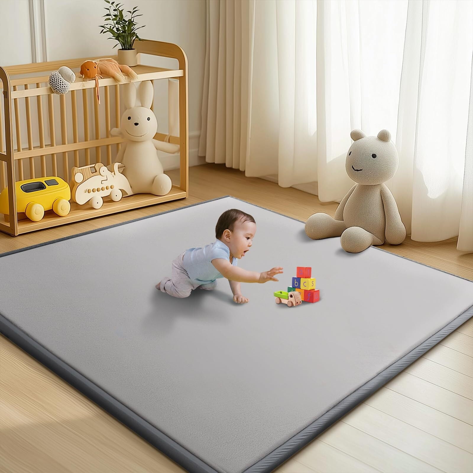 Baby Play Mat for Floor - 1.4" Thick Memory Foam Rug, 70"x59" Playpen ...