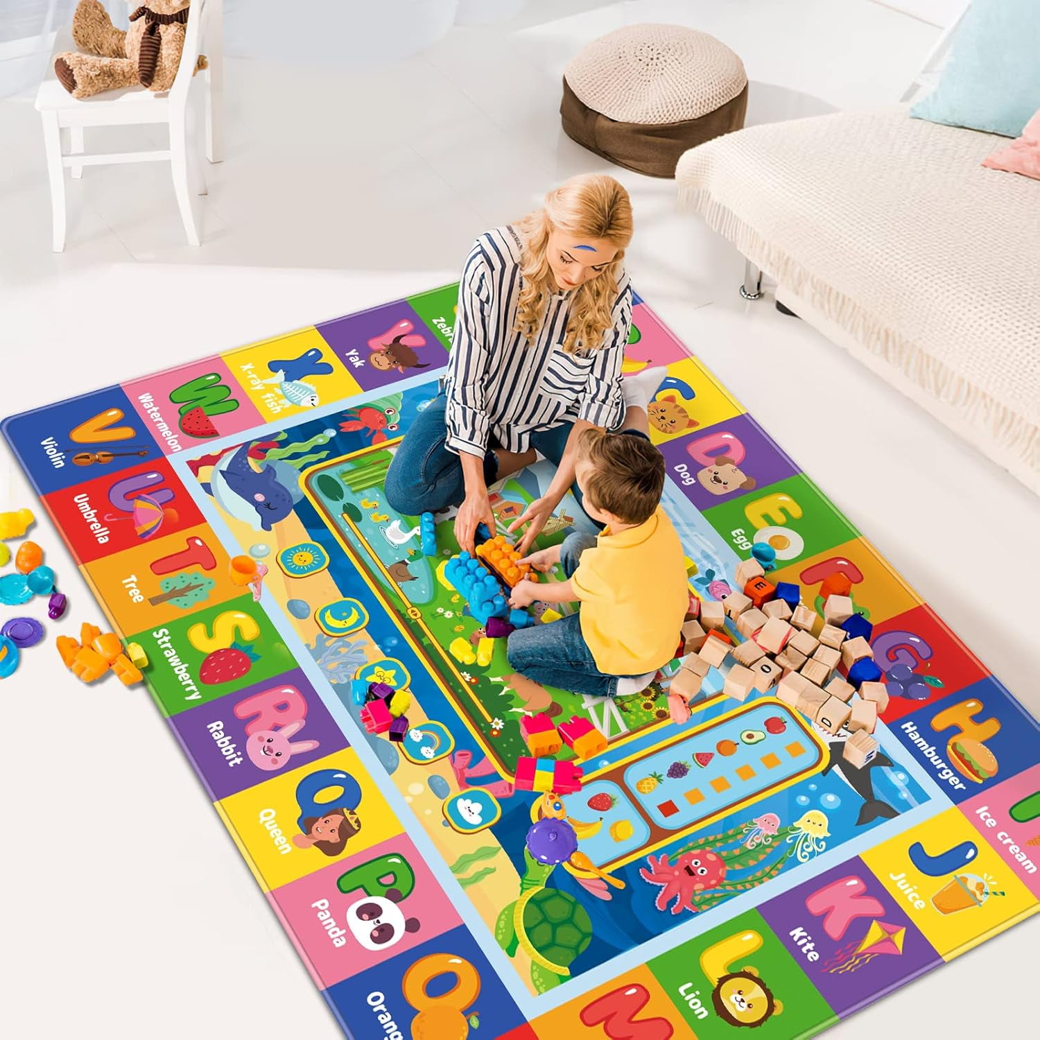 Baby Play Mat for Floor, Kids Playmat Baby Crawling Mat Educational ...