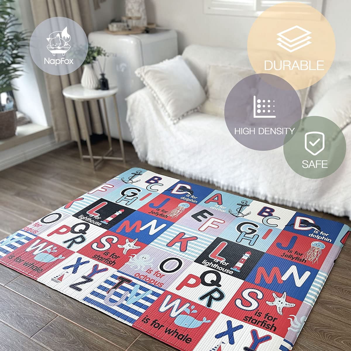 Baby Play Mat for Floor, Reversible Foam Play Mat for Baby, Non-Toxic ...