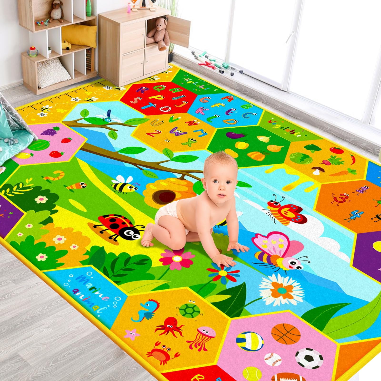Baby Play Mat for Floor, Soft Plush Baby Crawling Mat, 78" X 59" Extra ...