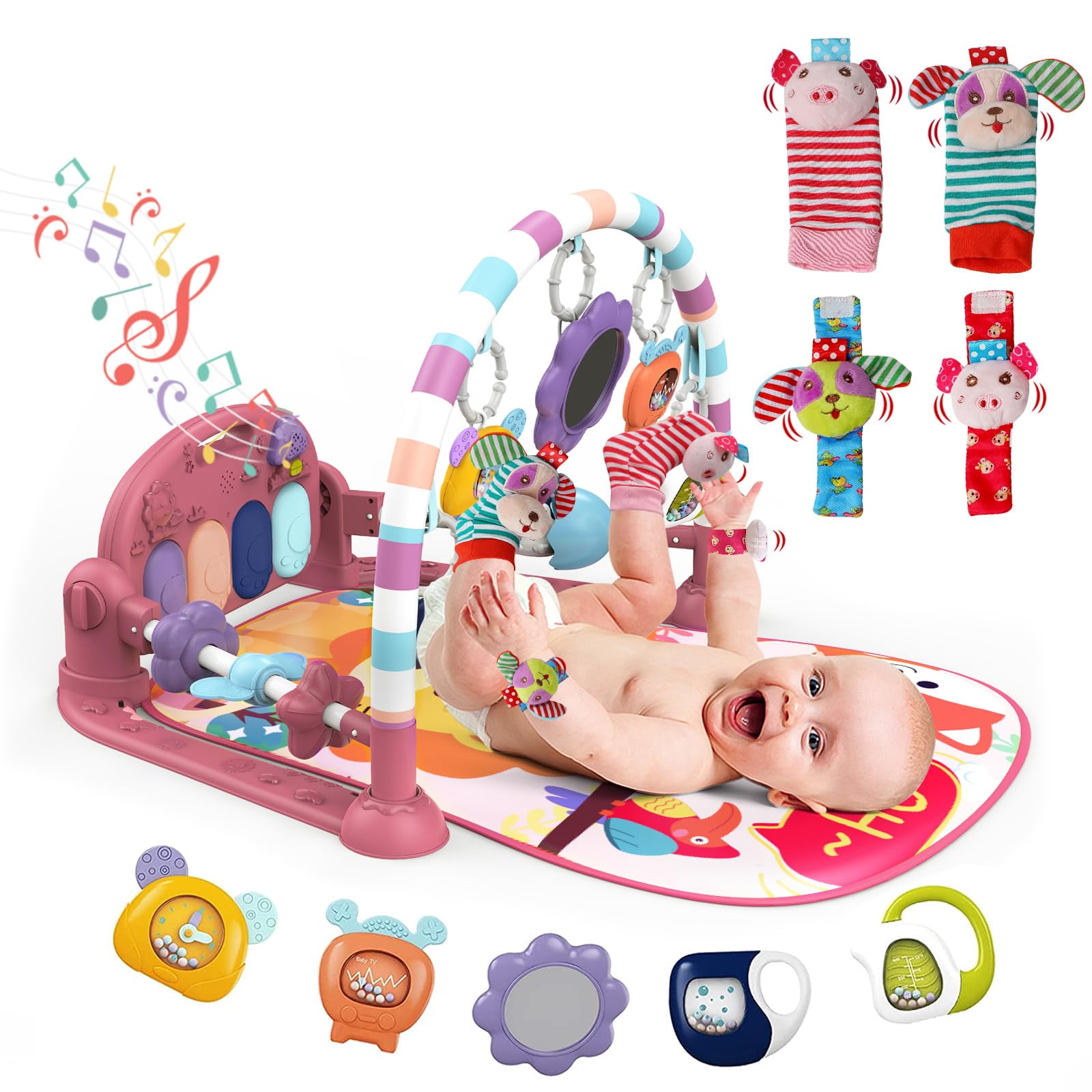 Baby Play Mat Baby Gym,Funny Play Piano Tummy Time Baby Activity Mat ...