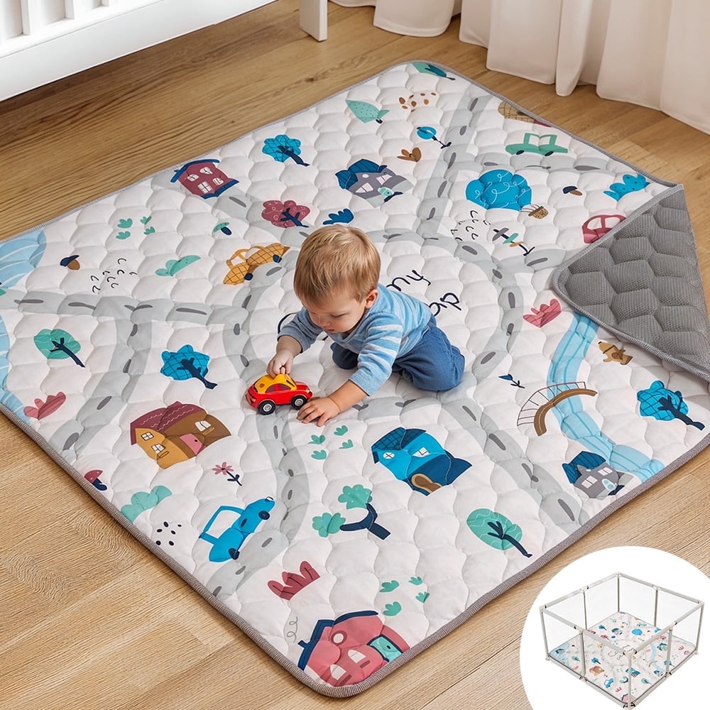 Baby Play Mat, Caveen Thicken Soft Cotton Baby Playmats, Foldable Anti ...