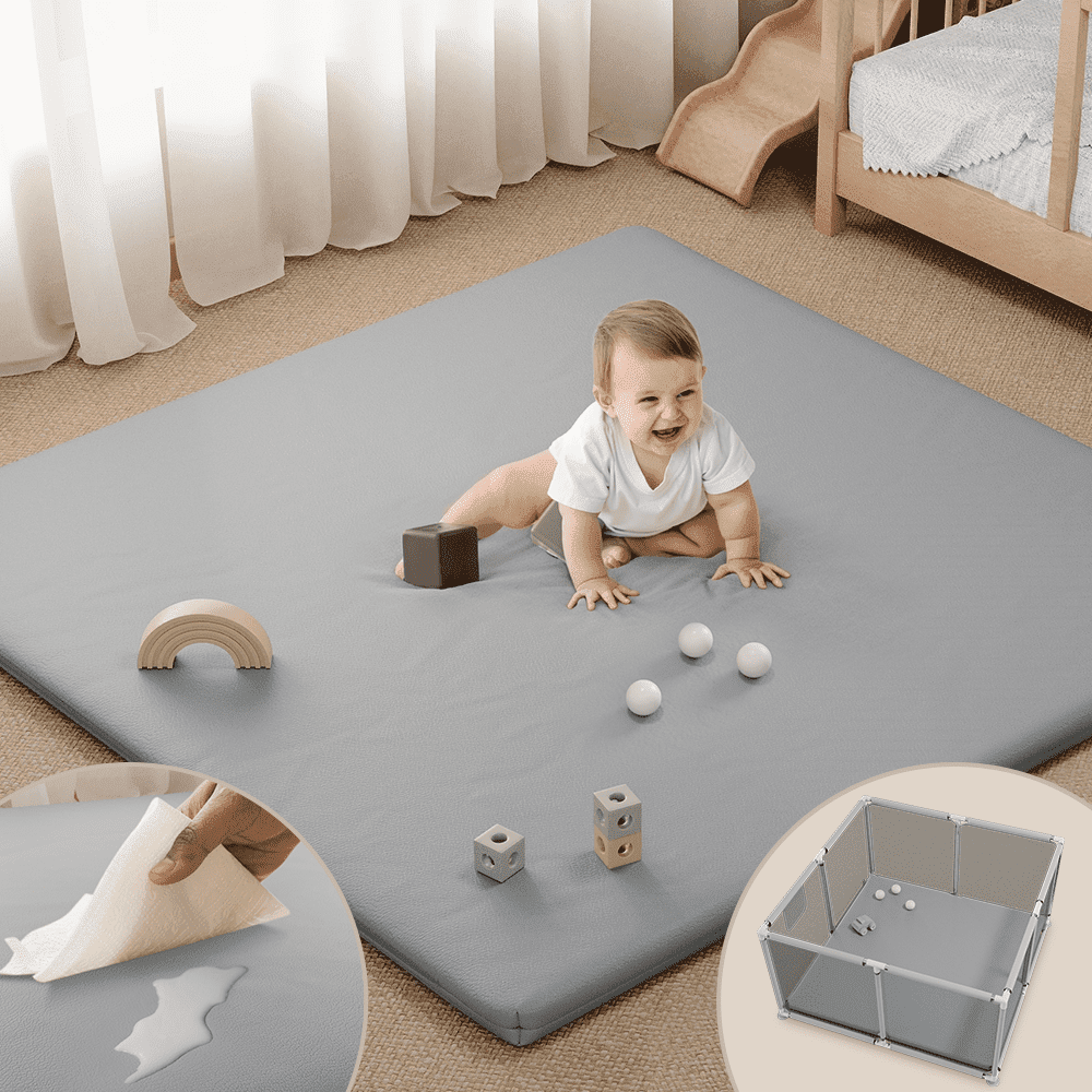 Baby Play Mat, Novashion Vegan Leather Baby Floor Mat Playpen Mat ...