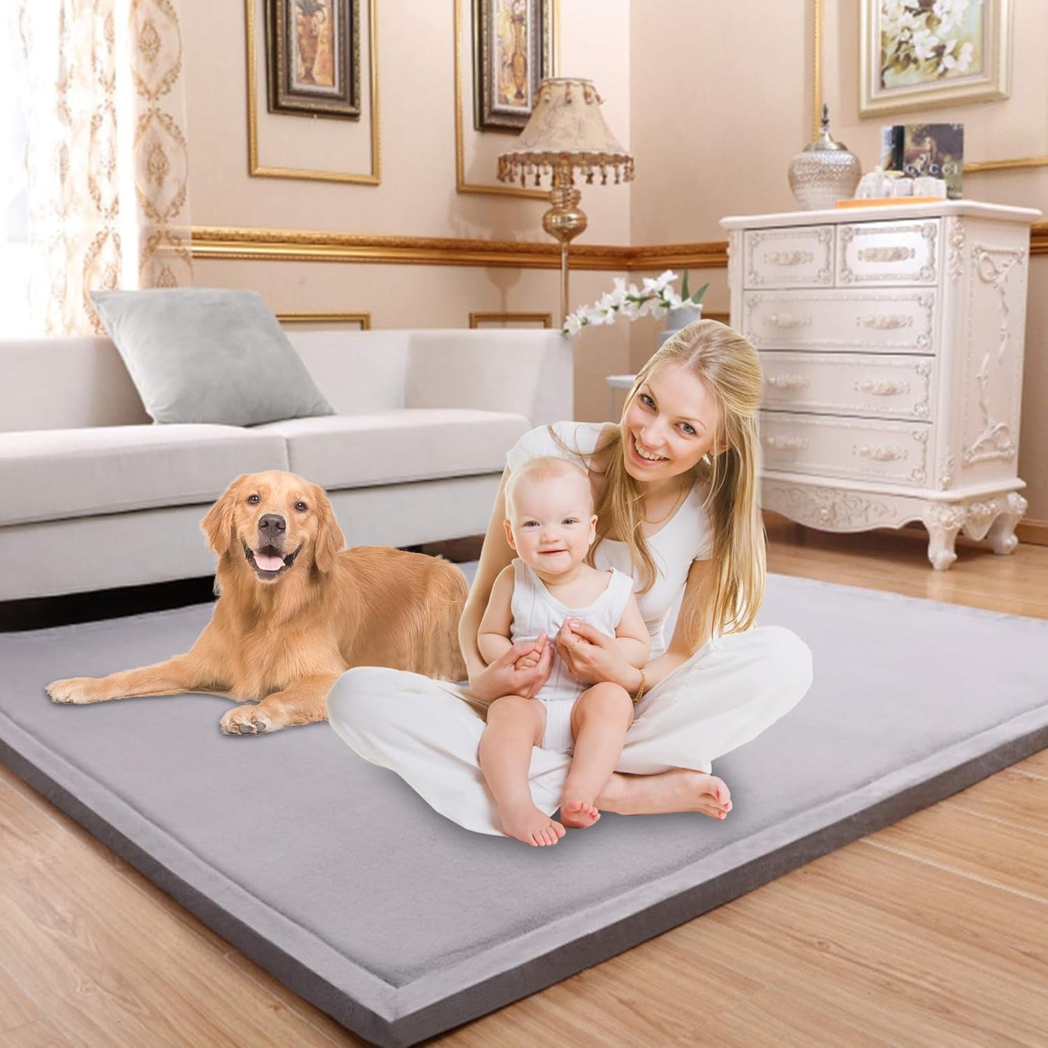 Baby Play Mat Nursery Rug, Memory Foam Area Rugs for Floor with Non ...