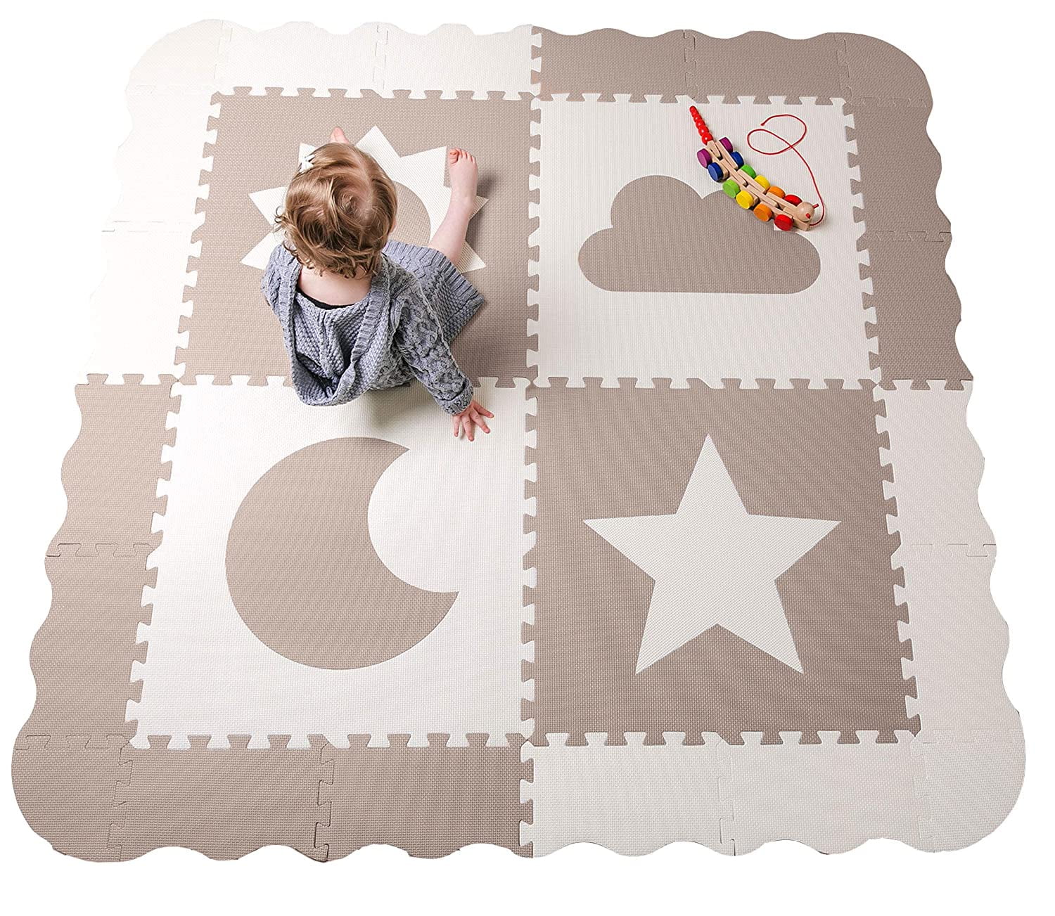 Baby Play Mat Tiles - 61" x 61" Extra Large, Non Toxic Foam Baby Floor ...