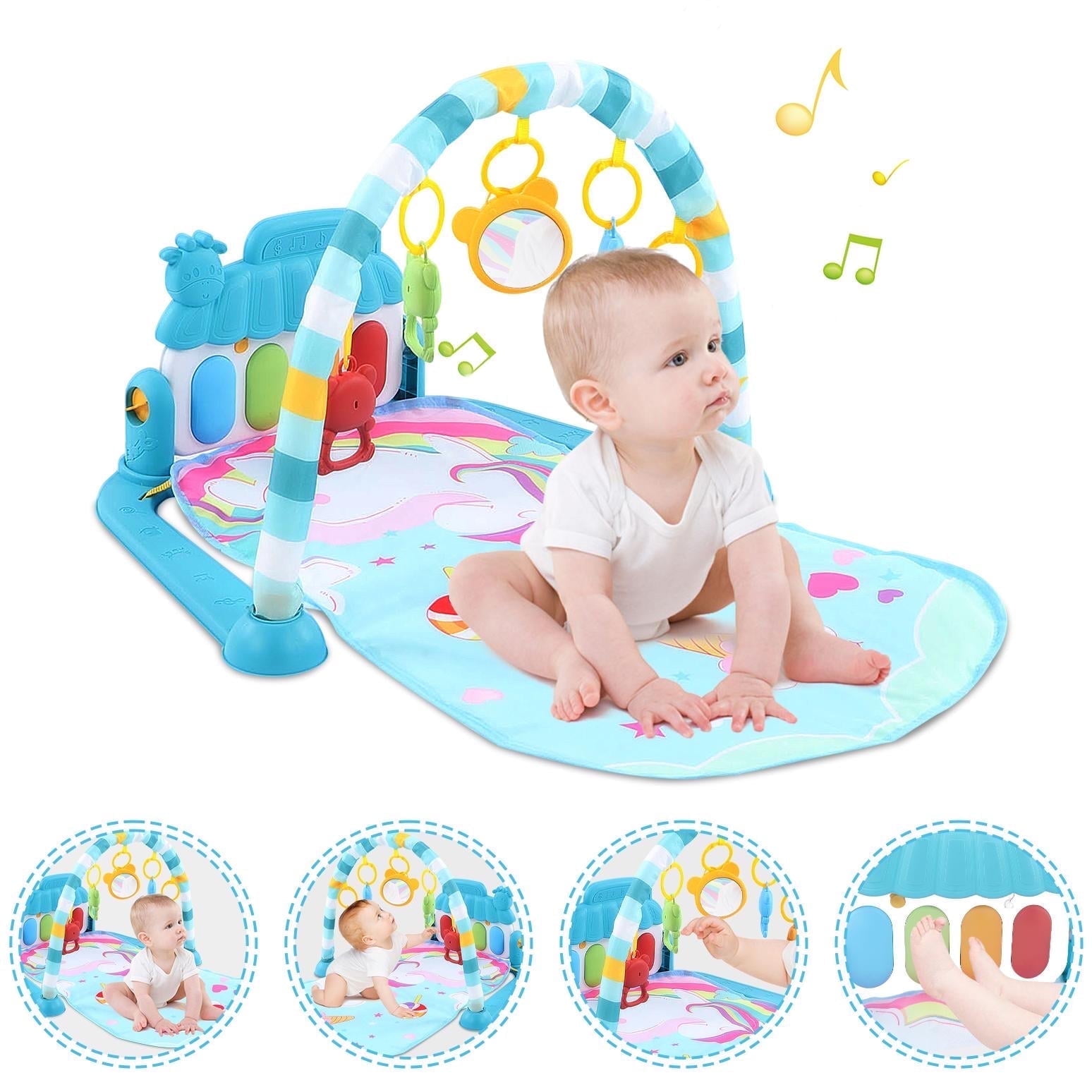 Baby Play Mat with Piano, Musical Activity Fitness Gym for Newborn ...