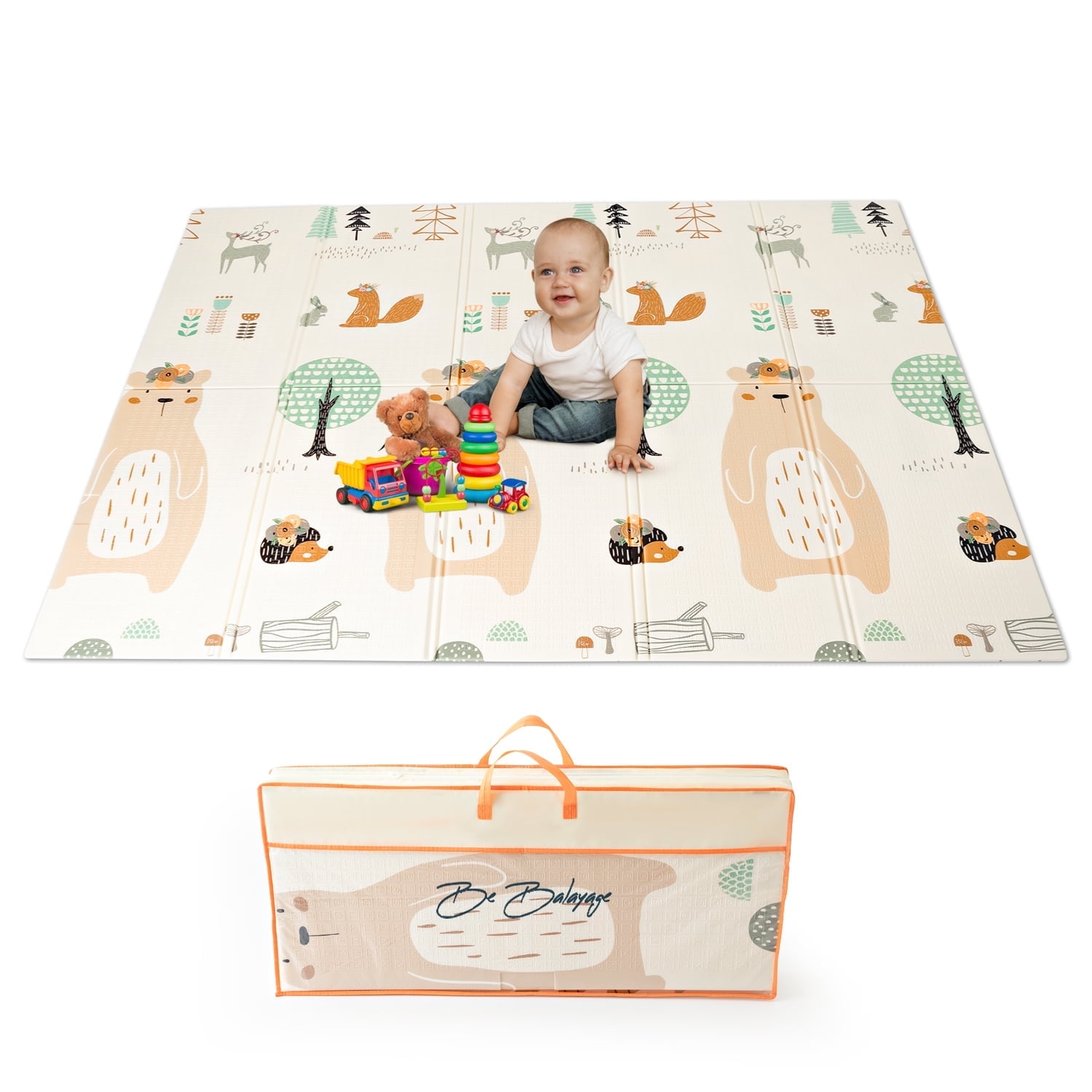 Baby Play Mat for Floor, 100% Washable, Reversible Beautiful Design ...