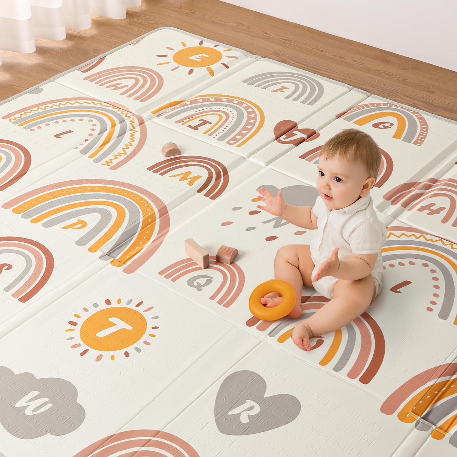 Baby Play Mats for Floor, Reversible Soft Foam Playmat for Babies and ...