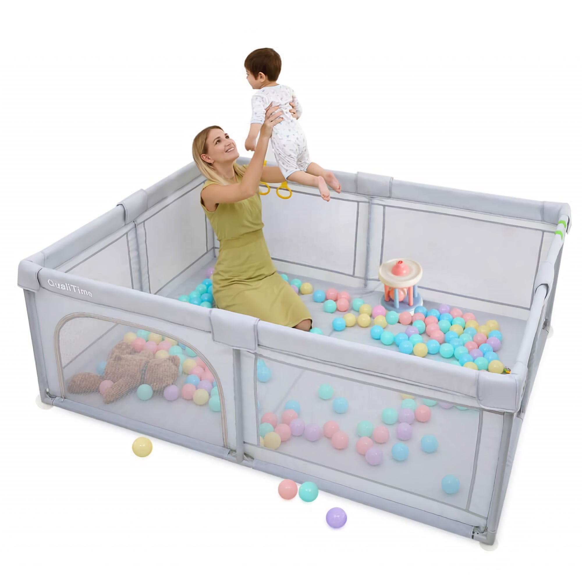 Baby Playpen, 200 x 180 cm Extra Large Playyard, Reliable Kids Activity ...