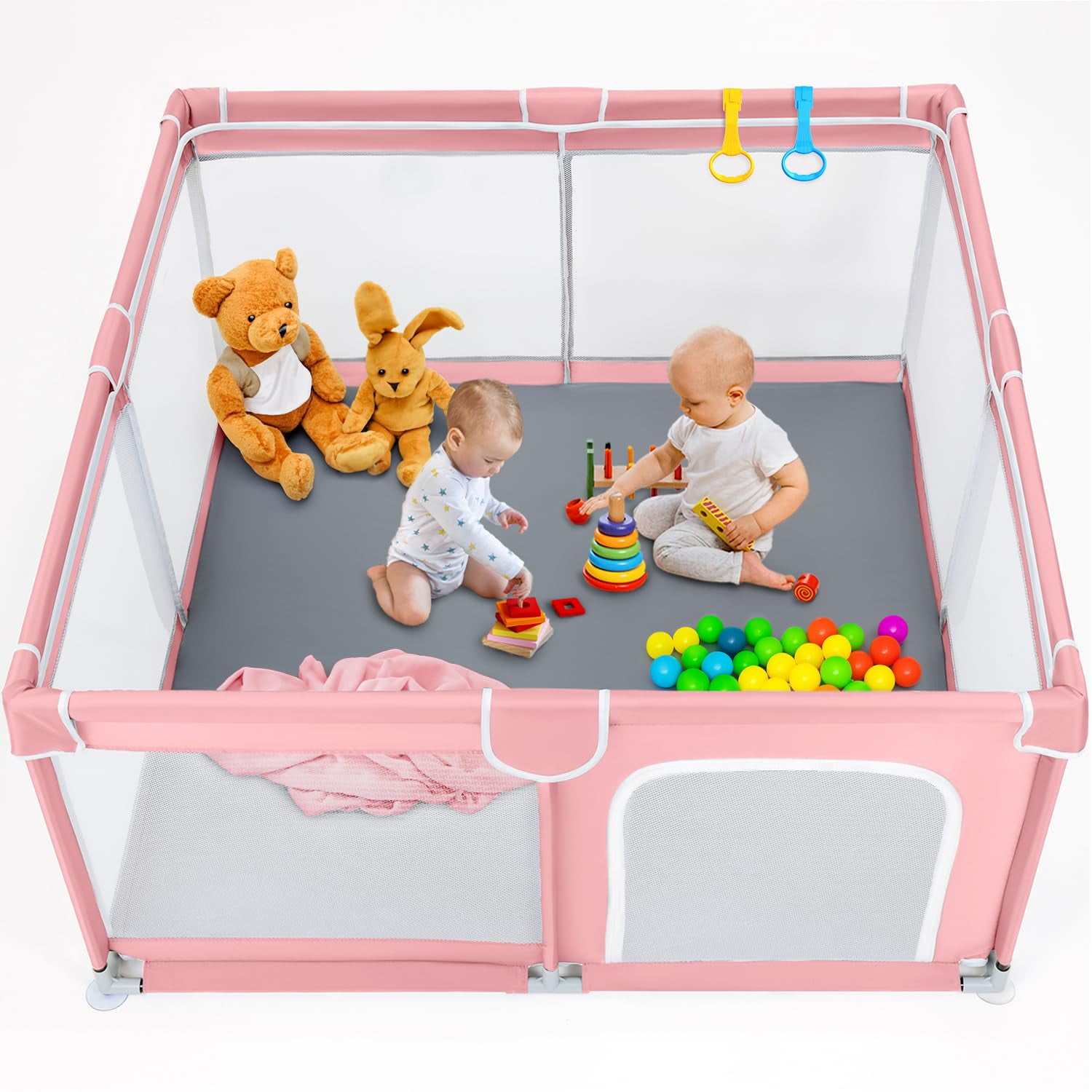 Baby Playpen 50x50 Inch Large Girls Pink Playpen for Babies and ...