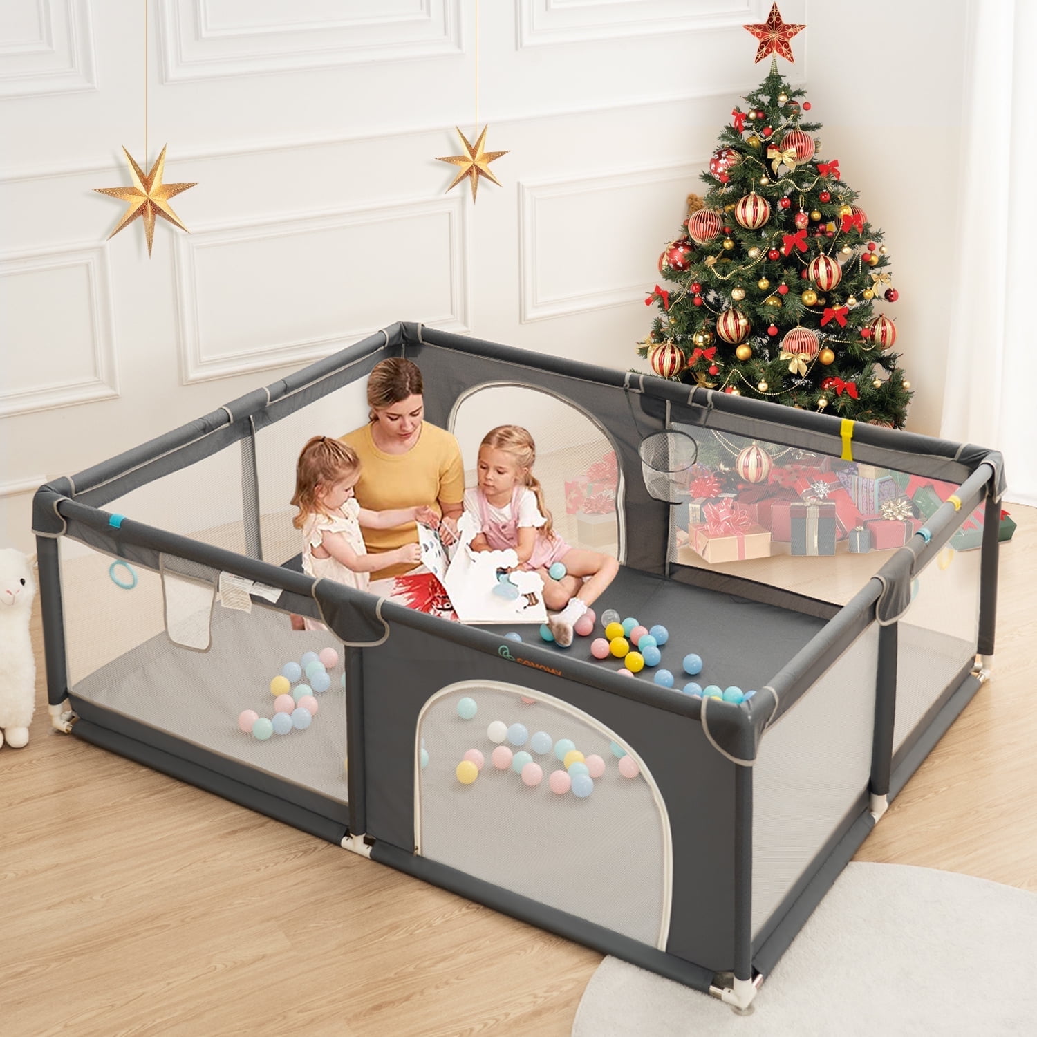 Baby Playpen, 59x71'' Large Baby Playard, Infant Activity Center with ...