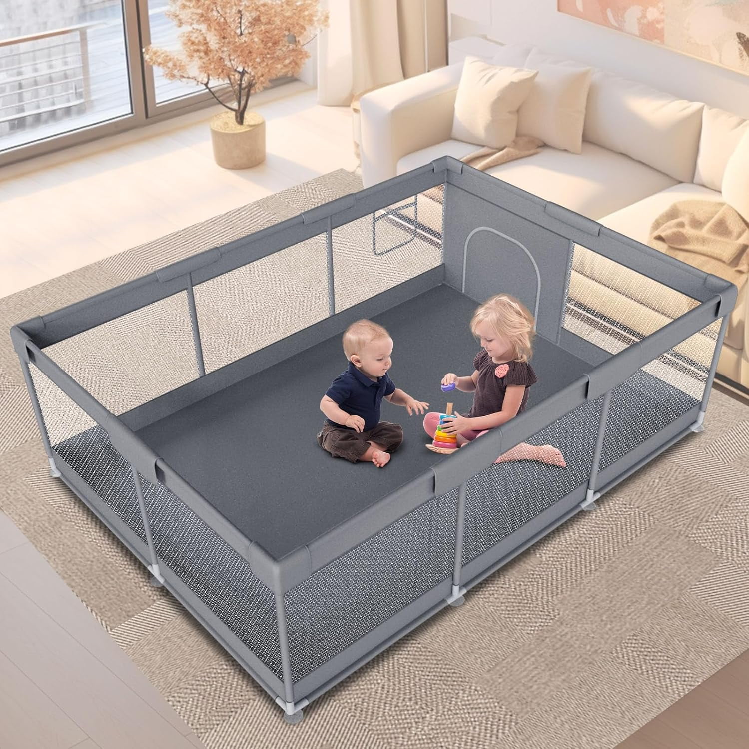 Baby Playpen 74" x 50" Extra Large Play Yard Playpen for Babies and ...