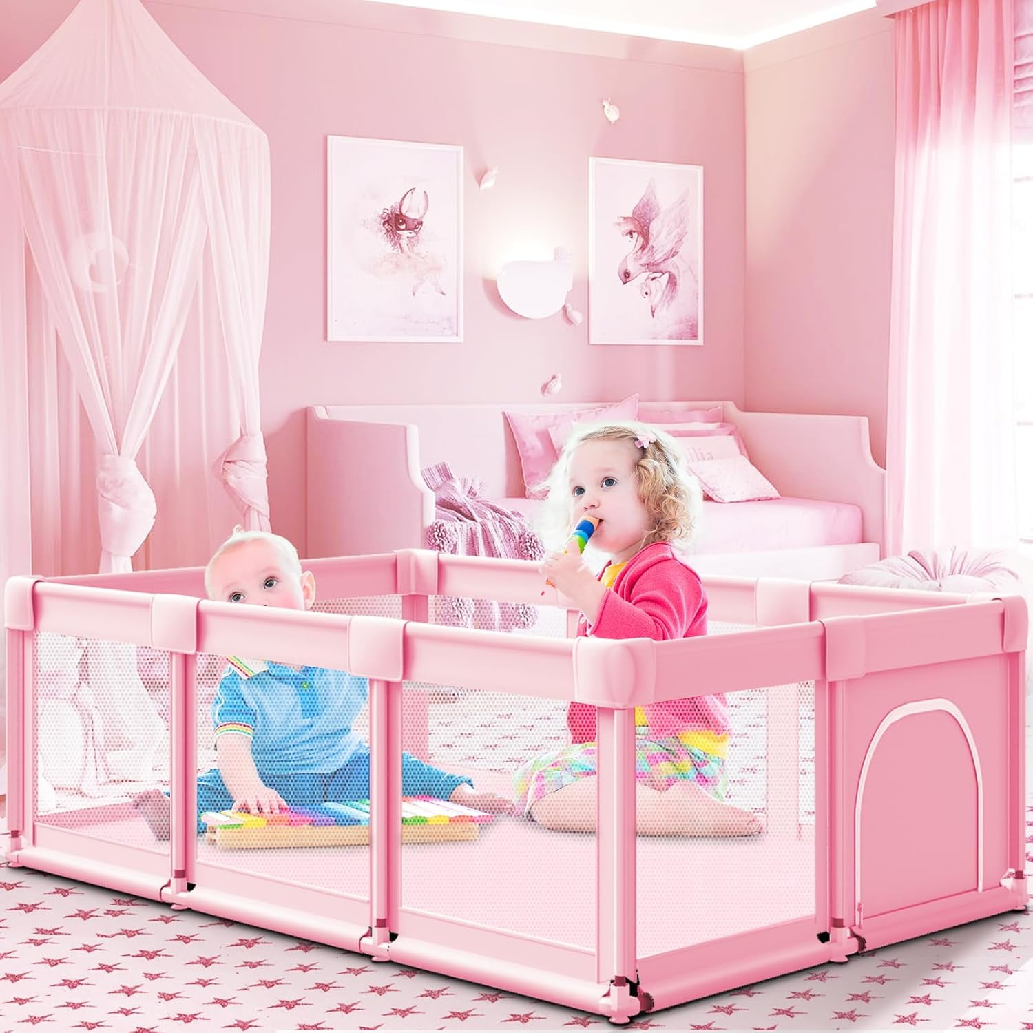 Baby Playpen 74 x 50 Inch Play Pen Playards, Playpen for Babies and ...