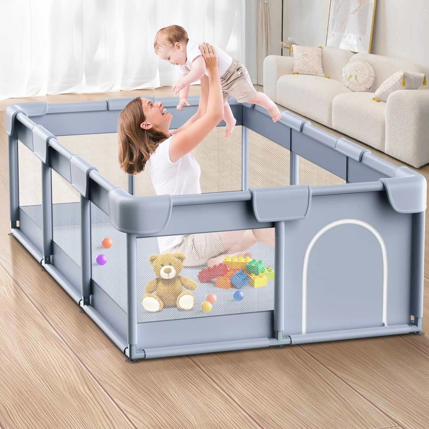 Baby Playpen 74x50 Inch, Playpen for Babies and Toddlers, Play Pen ...