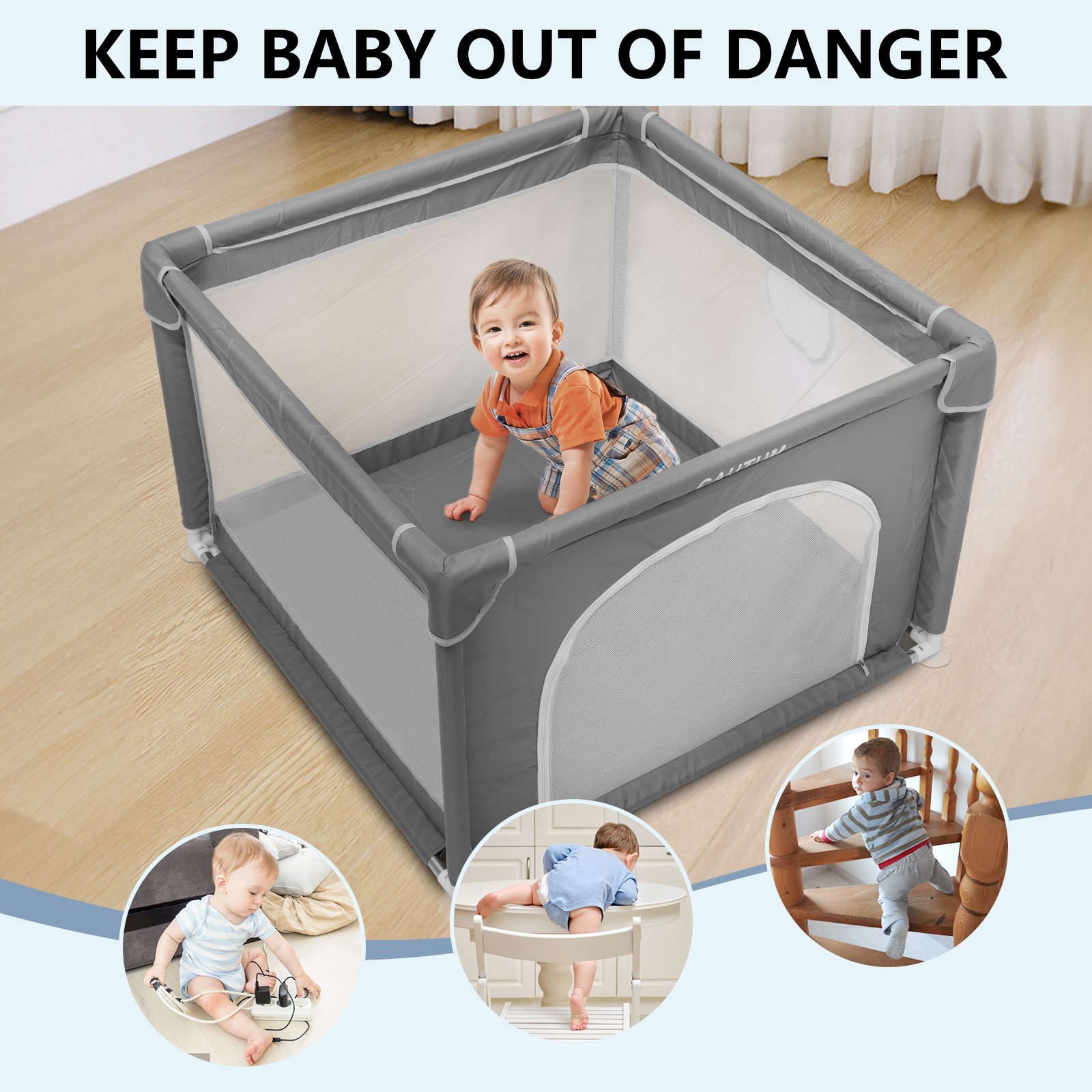 Costway 14 Panels Baby Safety Playpen Kids Safety Activity Play Center ...