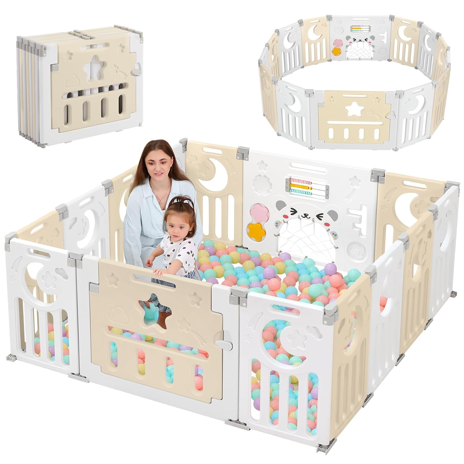 Baby Playpen,Foldable Play Pen for Babies and Toddlers,25 Sq.ft Play ...