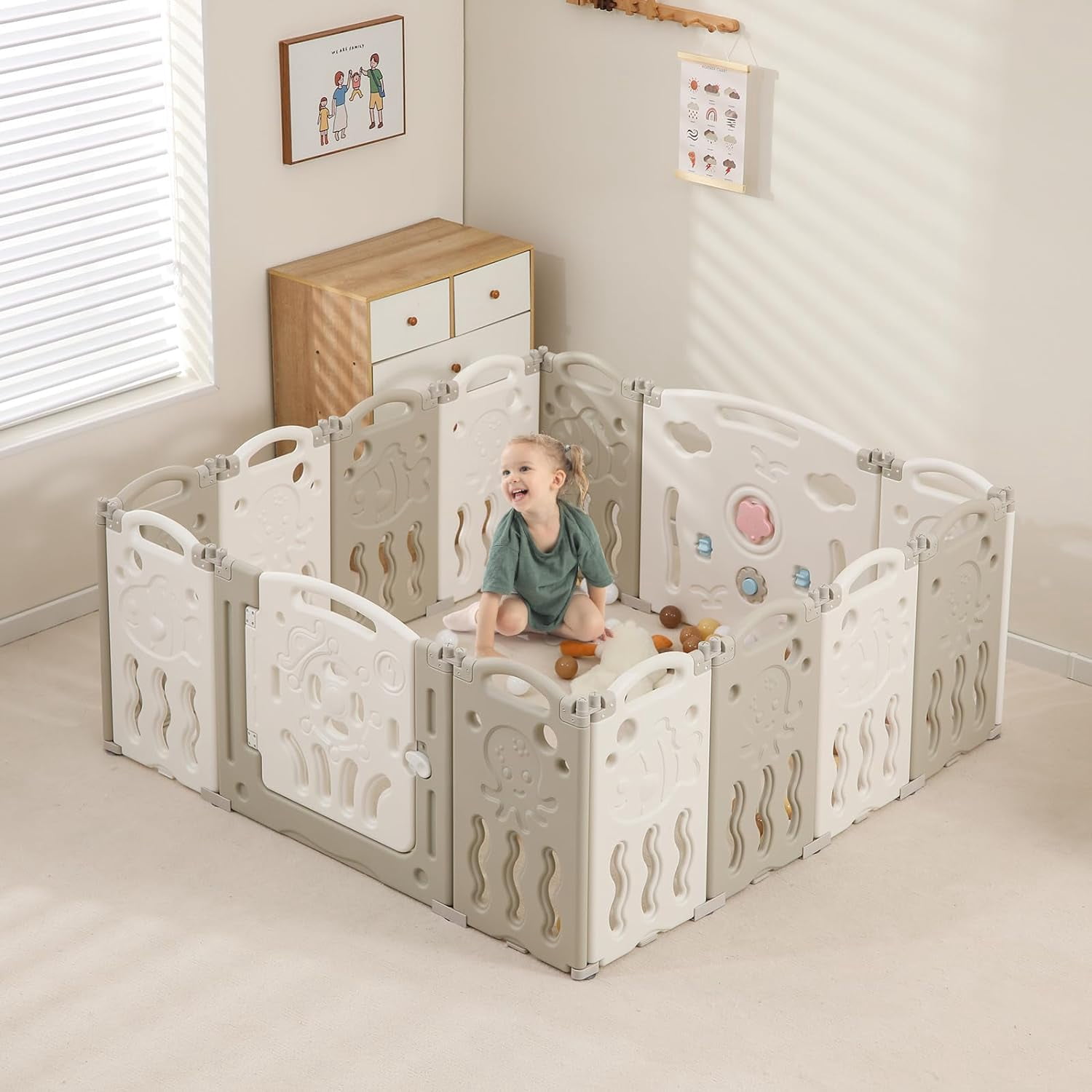 Baby Playpen, Foldable Playpen for Babies and Toddlers,14 Panels Baby ...